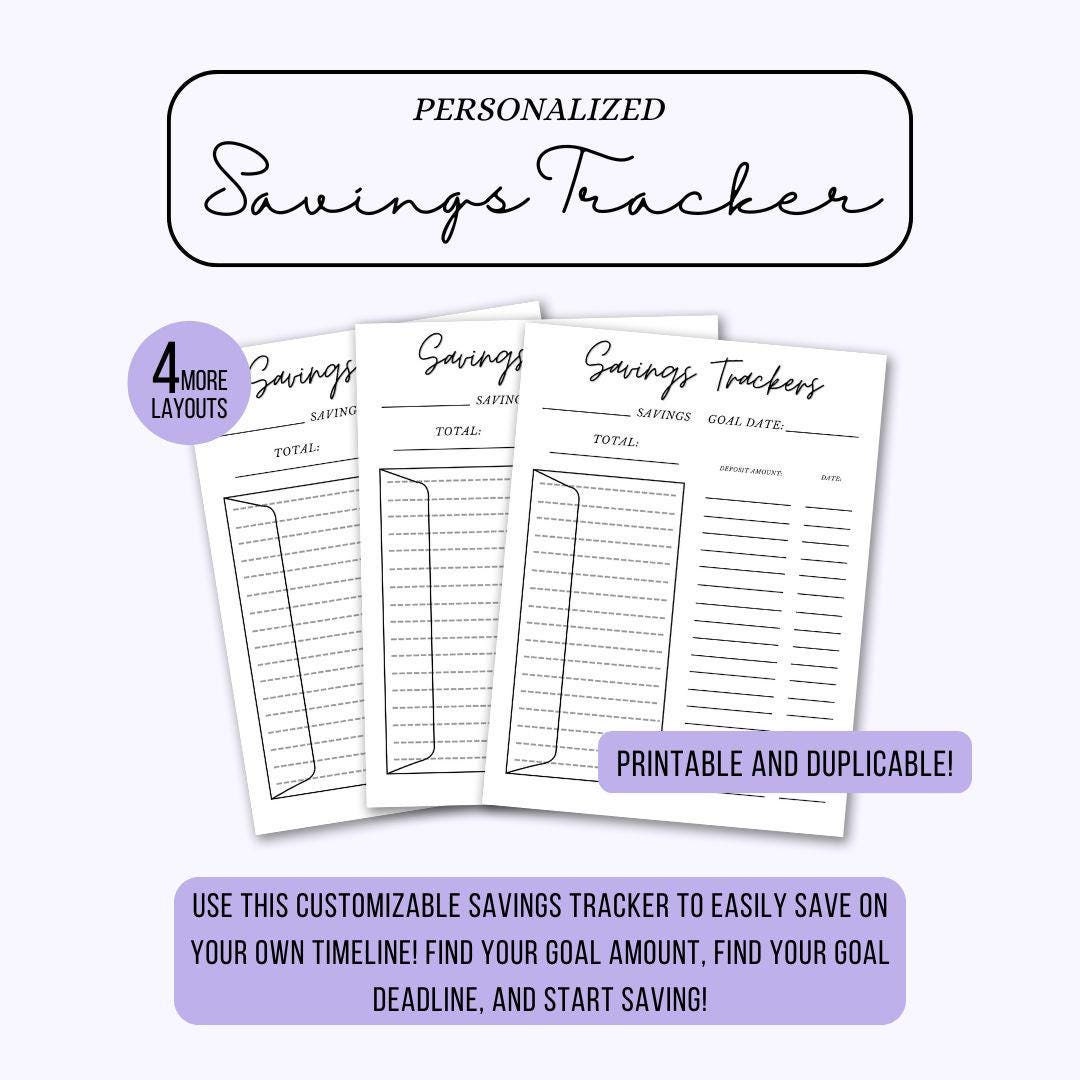 Printable Savings Tracker, Budget Planner, Digital Download, Personal ...