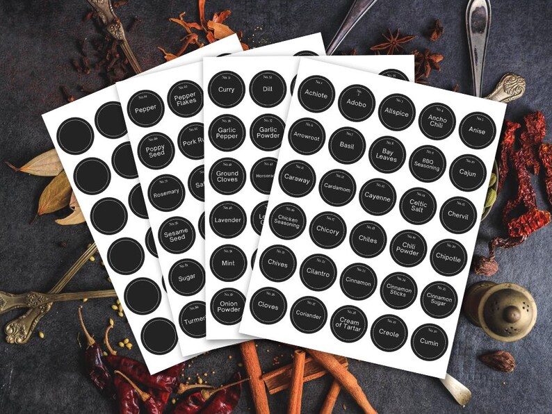Printable Round Spice Labels, Spice Jar Organizers, Home Decor ...