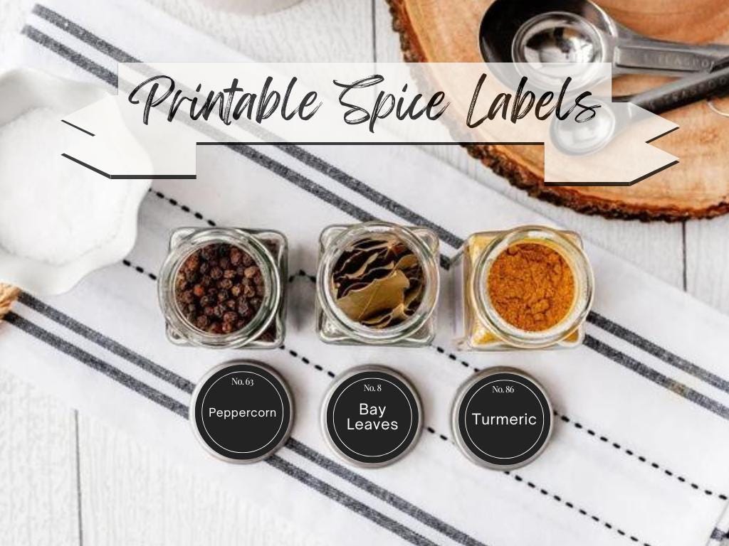 Printable Round Spice Labels, Spice Jar Organizers, Home Decor ...