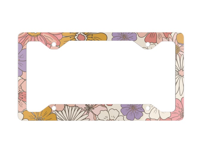 Vintage Wildflower License Plate Frame Floral Metal License Frame ...
