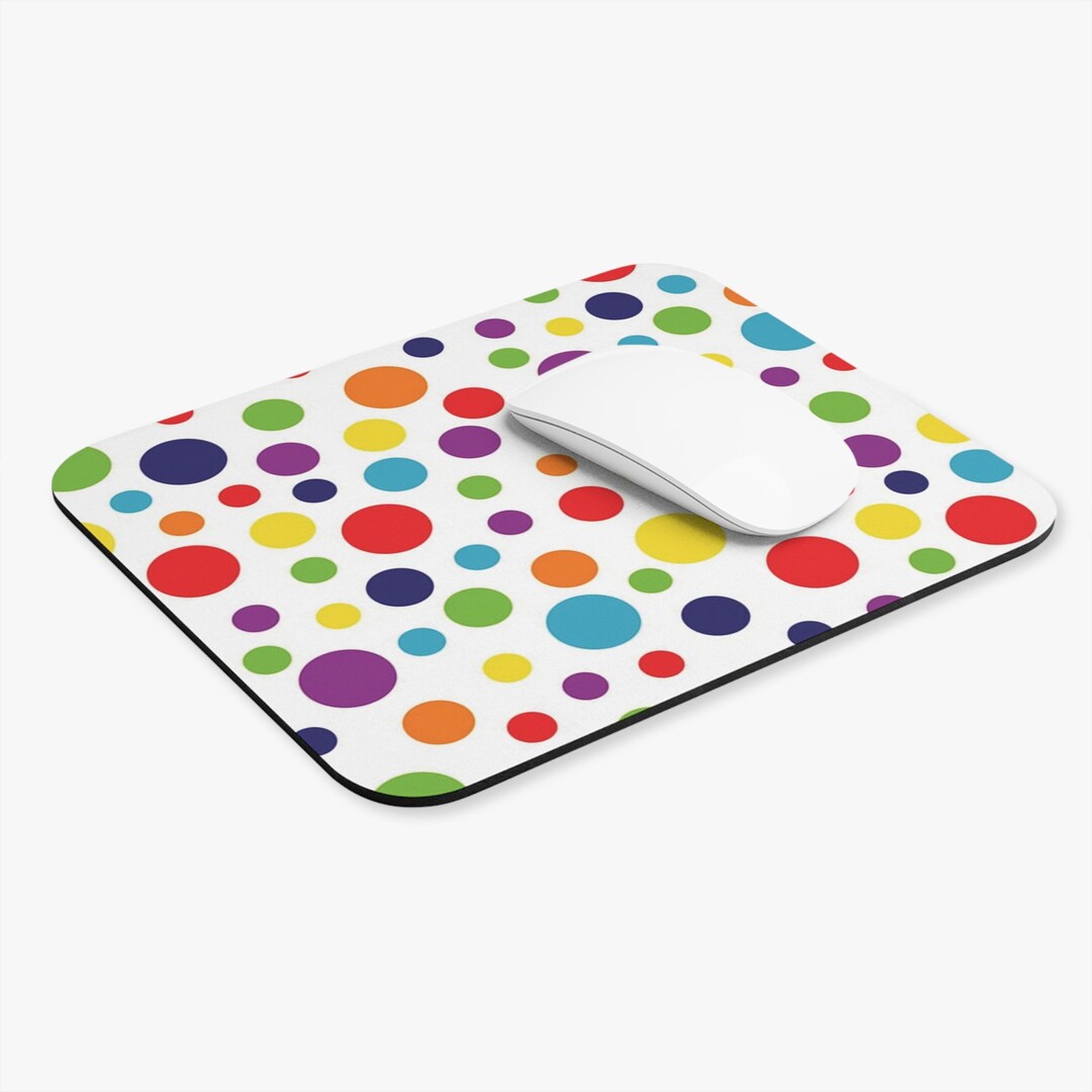 Rainbow Polka Dot Mouse Pad (rectangle), Rainbow Colored Mouse Pad ...