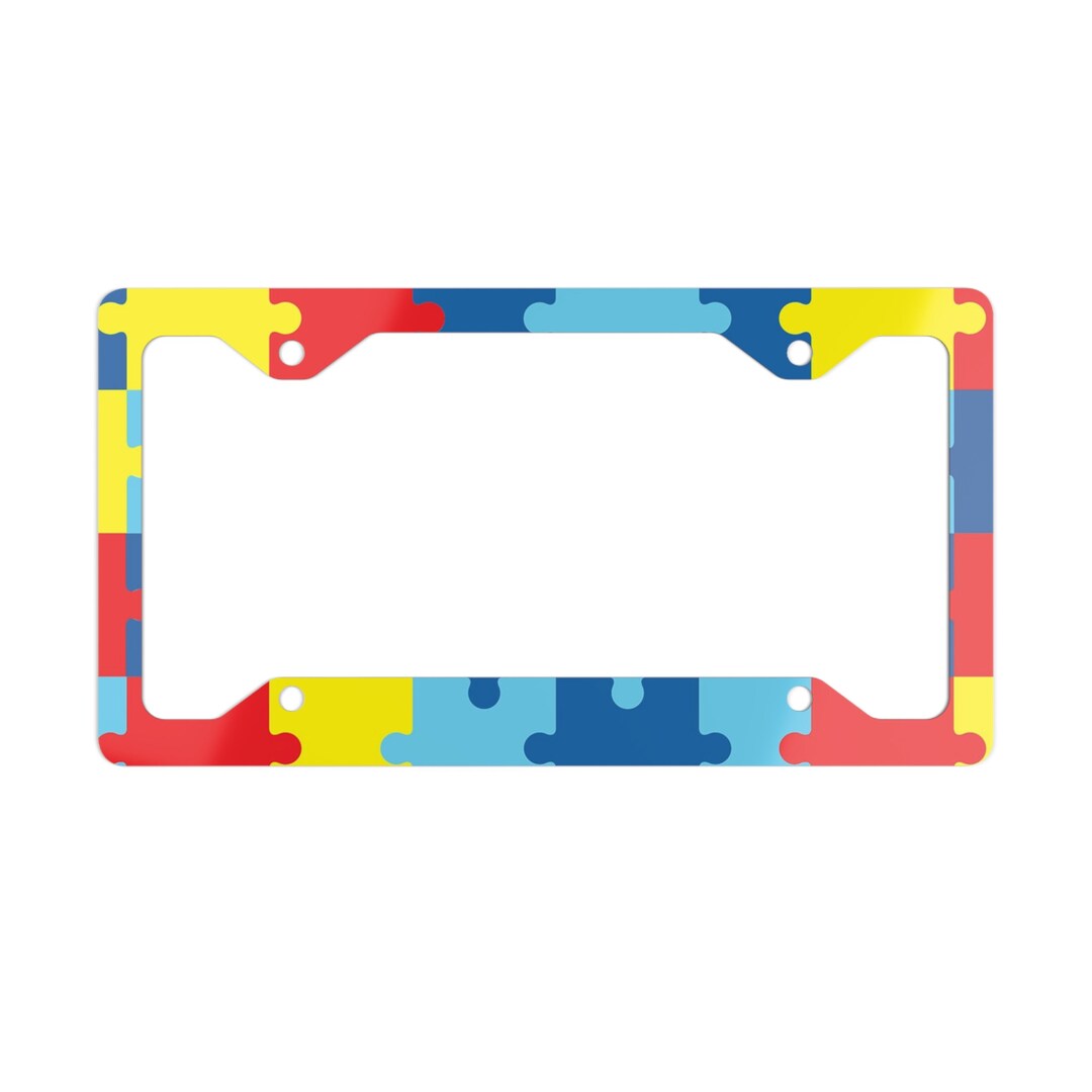 Autism Puzzle Piece Metal License Plate Frame, Autism Speaks License ...