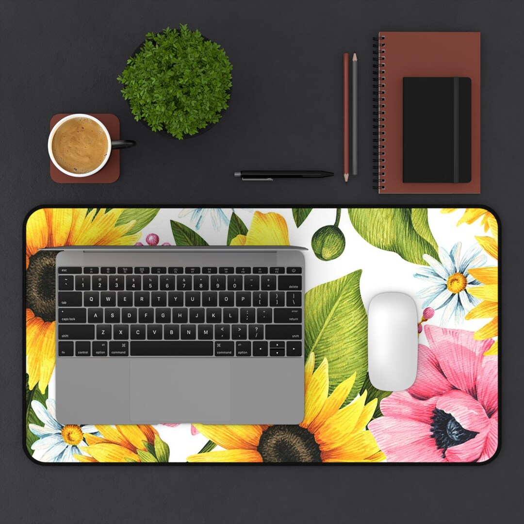 Floral Desk Mat, Botanical Desk Pad, Flower Mouse Pad, Nature Office ...
