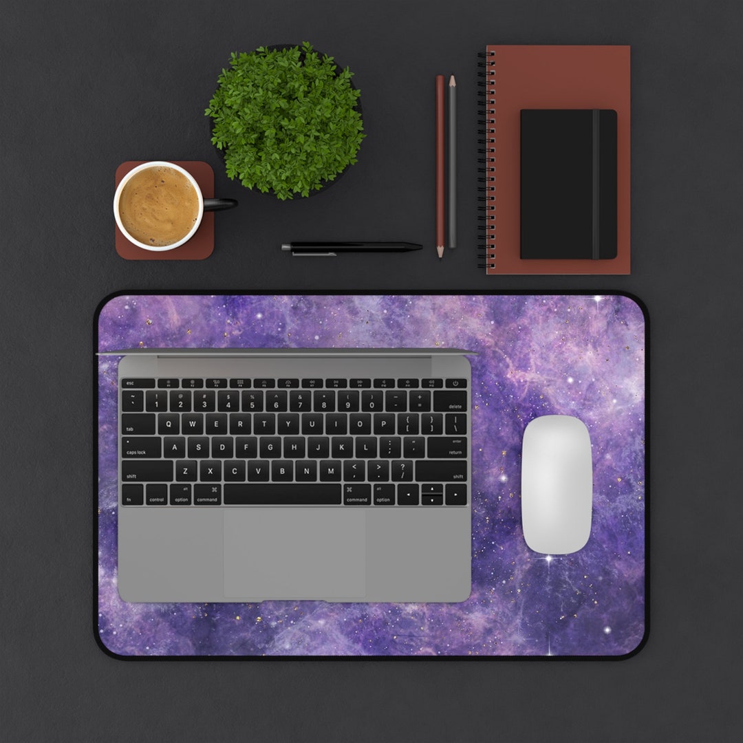 Purple Galaxy Desk Mat, Nebula Office Desk Pad, Cosmic Mousepad, Space ...