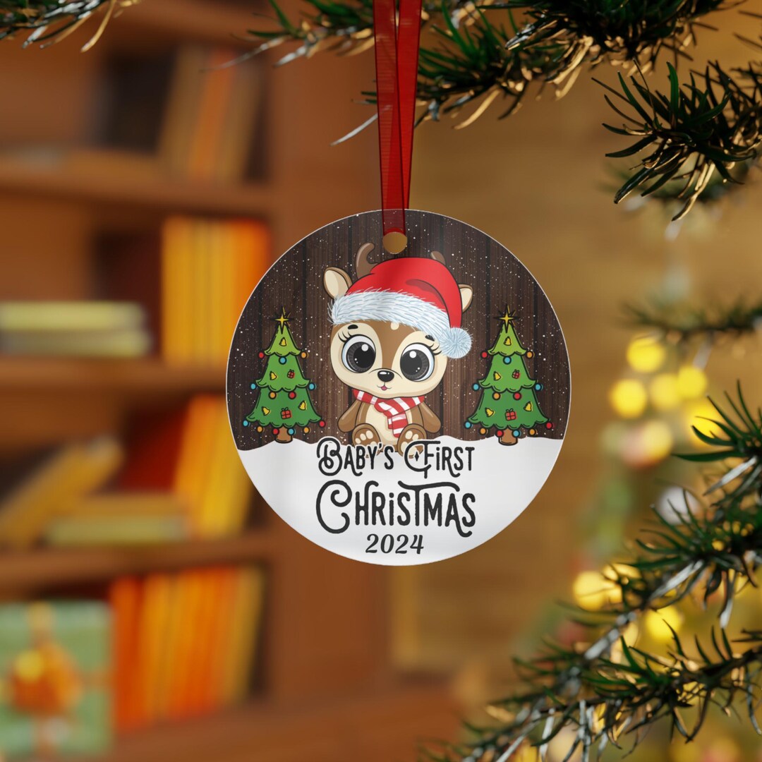 2024 Reindeer Babys First Christmas Metal Ornaments, First Christmas ...