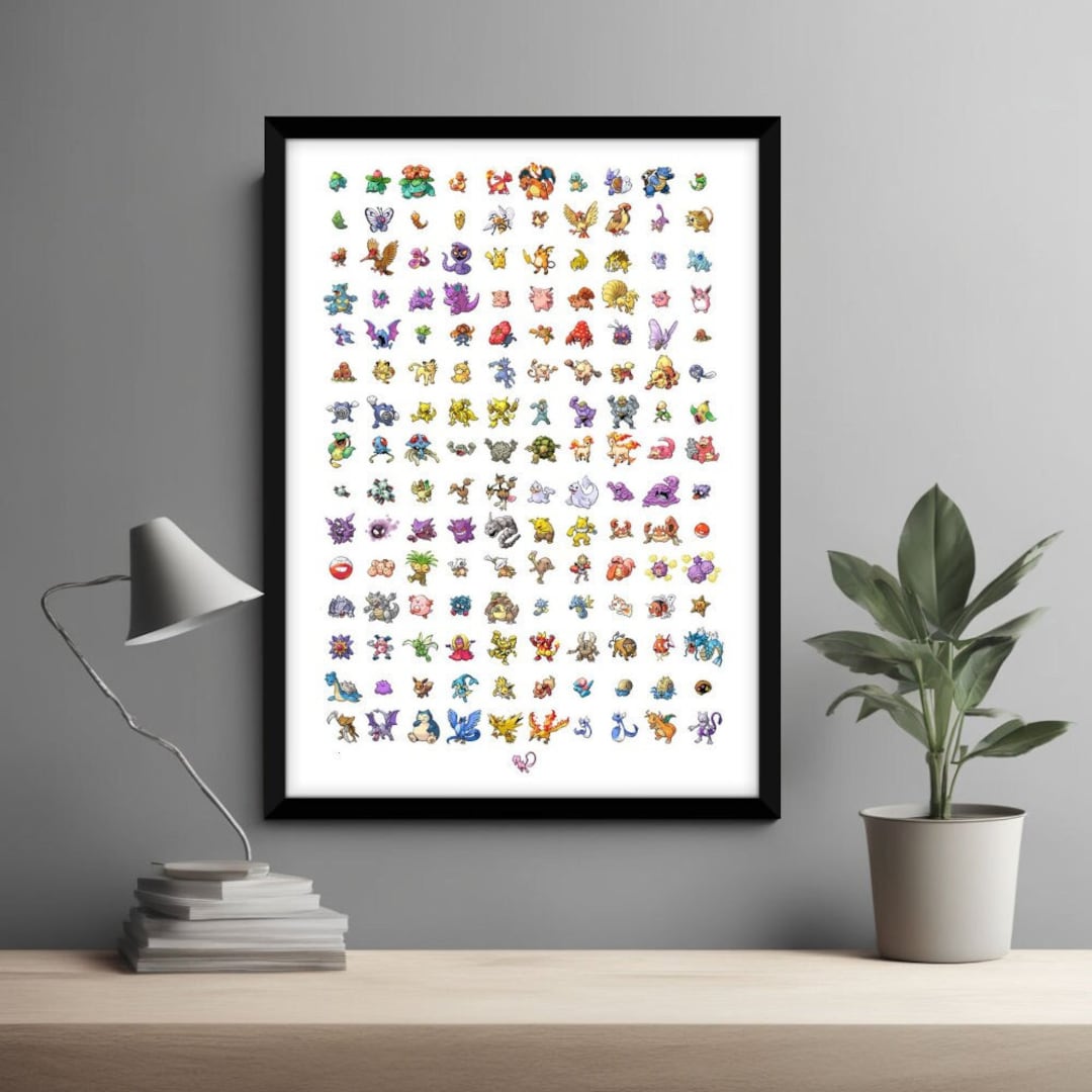 151 Pokemon Sprite Pokedex Art Framed Poster Print - Etsy