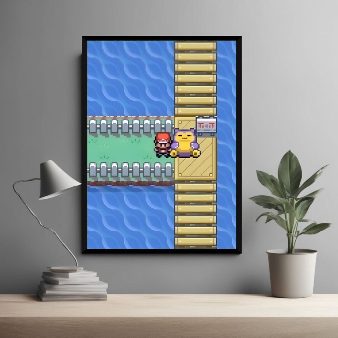 Snorlax Scene Pokemon Framed Art Print Poster / Pokemongift Games Room ...