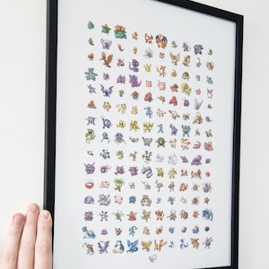 151 Pokemon Sprite Pokedex Art Framed Poster Print - Etsy