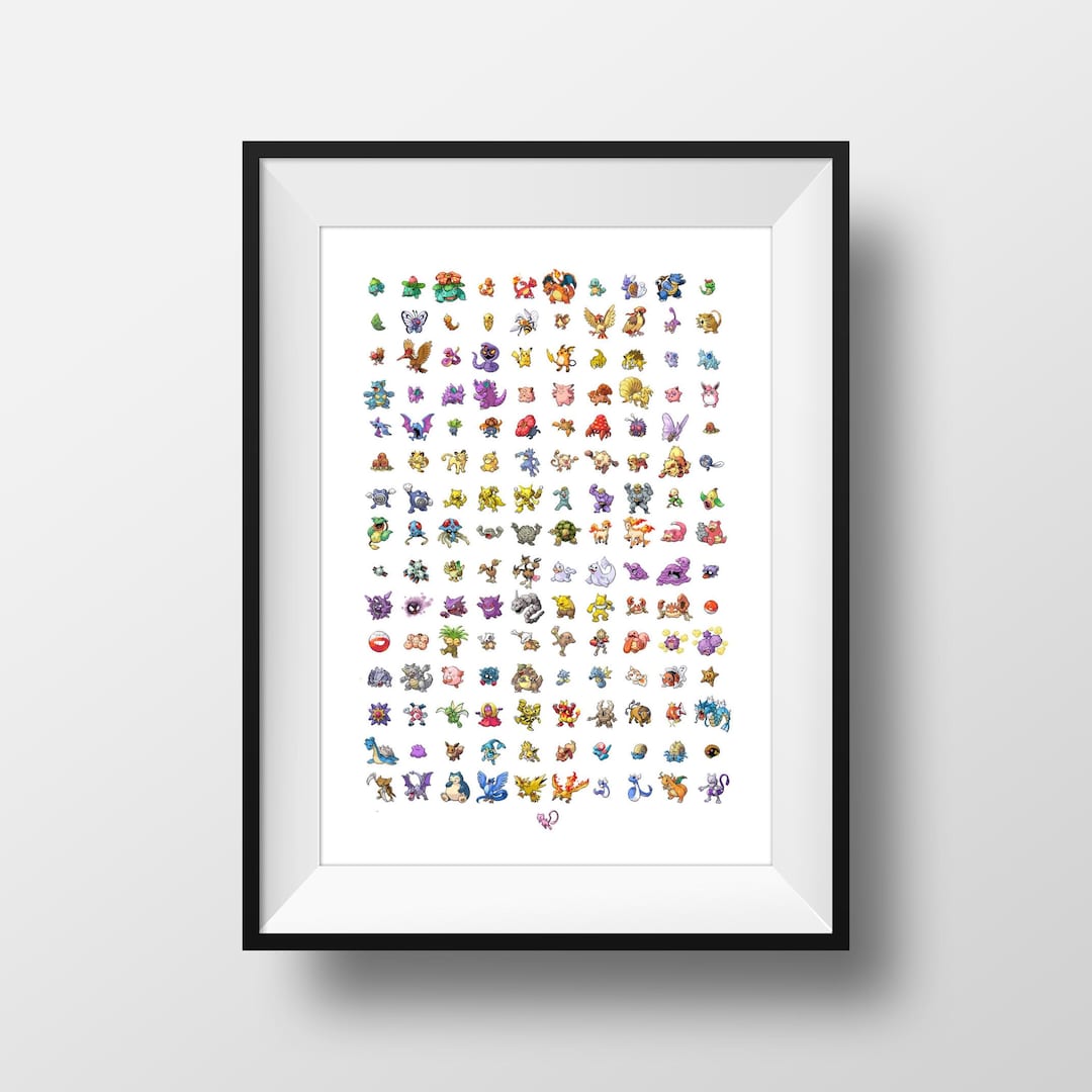 151 Pokemon Sprite Pokedex Art Framed Poster Print - Etsy