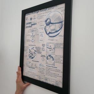 Pokeball Blueprint Pokemon Art Framed Print / Mats - Etsy