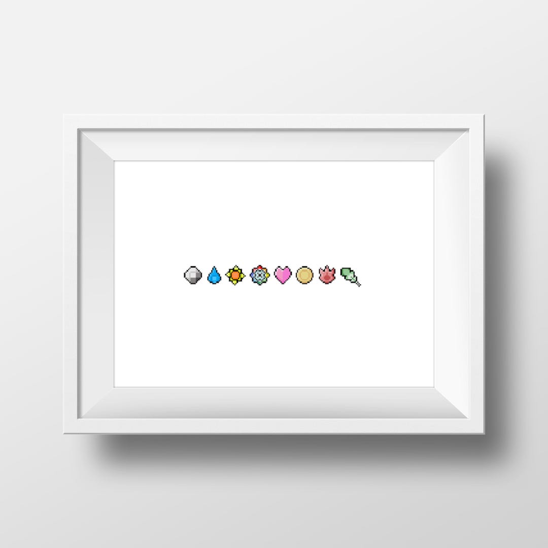Pokemon Kanto Badges Sprite Art Framed Print - Etsy