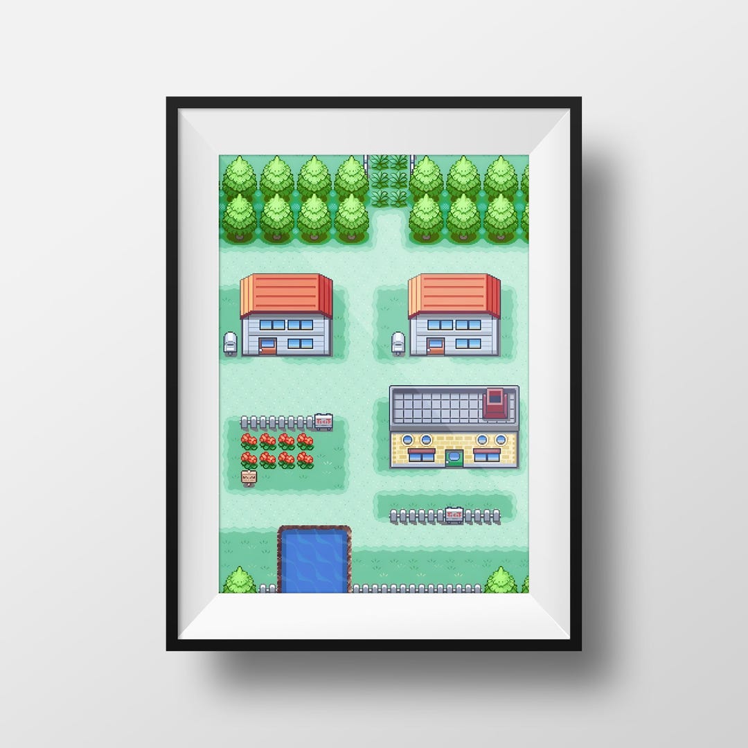 Pokemon Map Pallet Town Framed Print Poster / Pokemongift - - Games ...