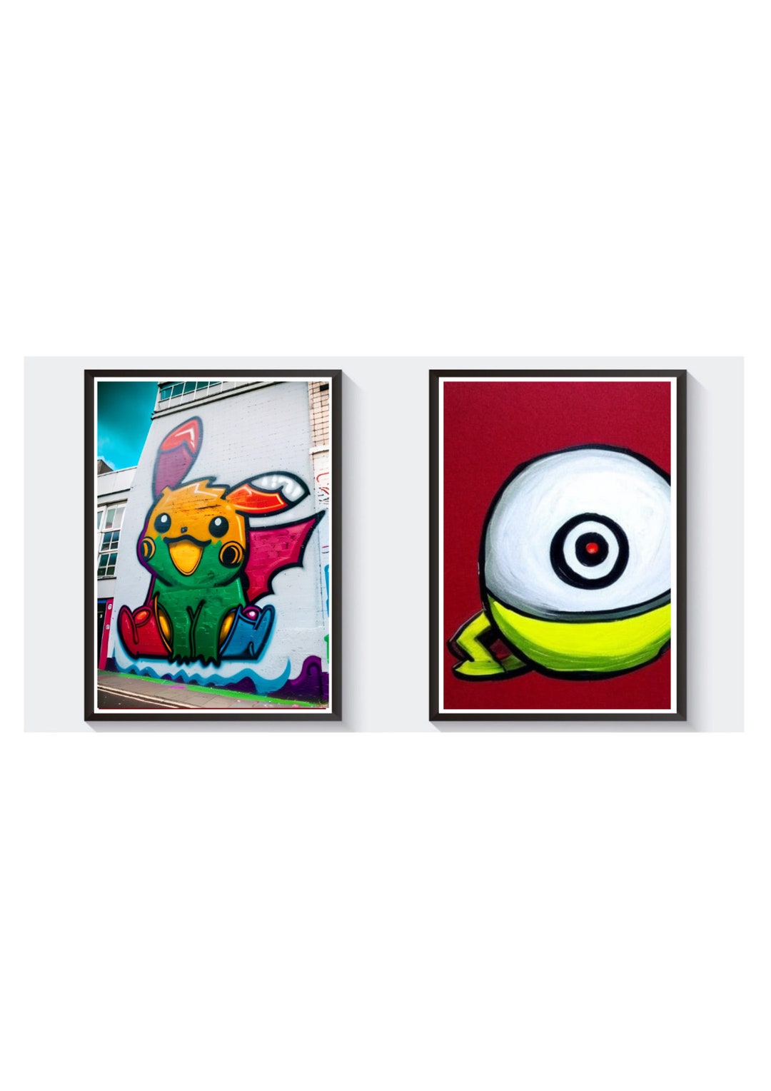 Pokemon Pikachu Pokeball Wall Art Pair Framed / Pokemon Gift Pokemon ...