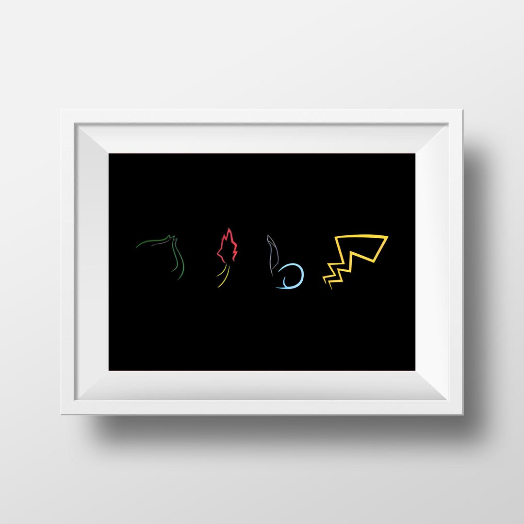 Pokemon Starter Art Print Concept - Framed - Etsy