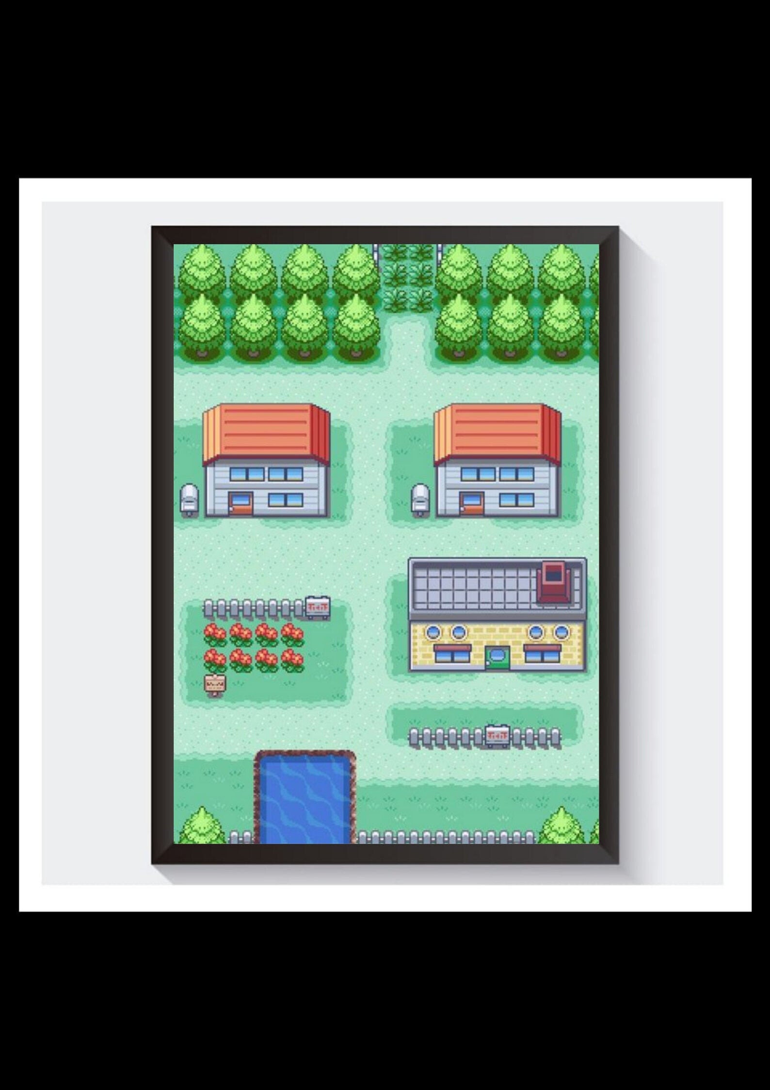 Pokemon Map Pallet Town Framed Print Poster / Pokemongift Games Room ...