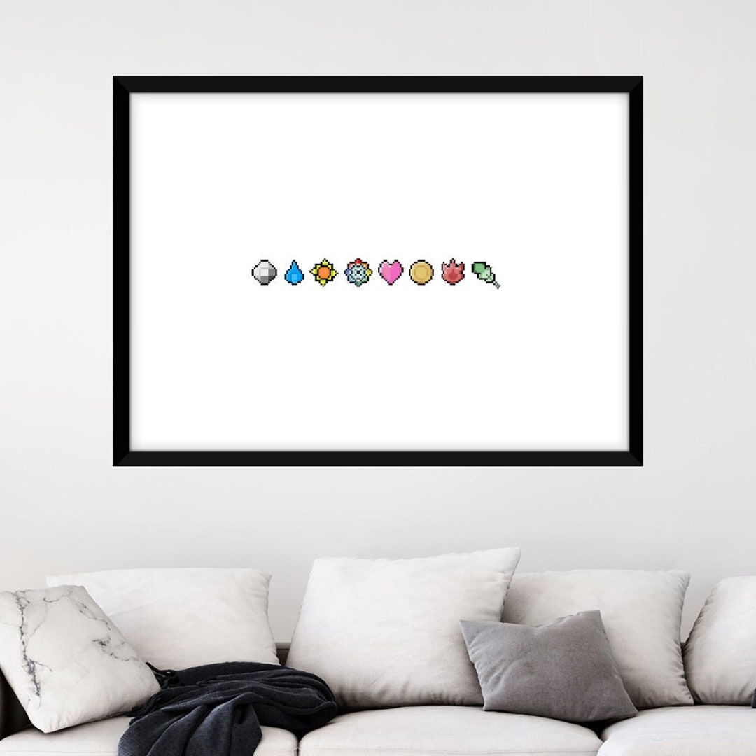 Pokemon Kanto Badges Sprite Art Framed Print - Etsy