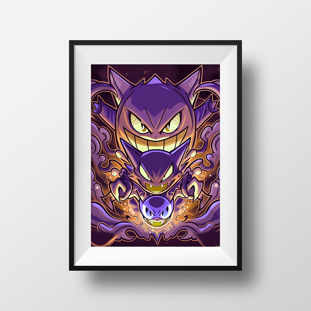 Gengar Evolution Psychic Pokemon Framed Art Print - Etsy