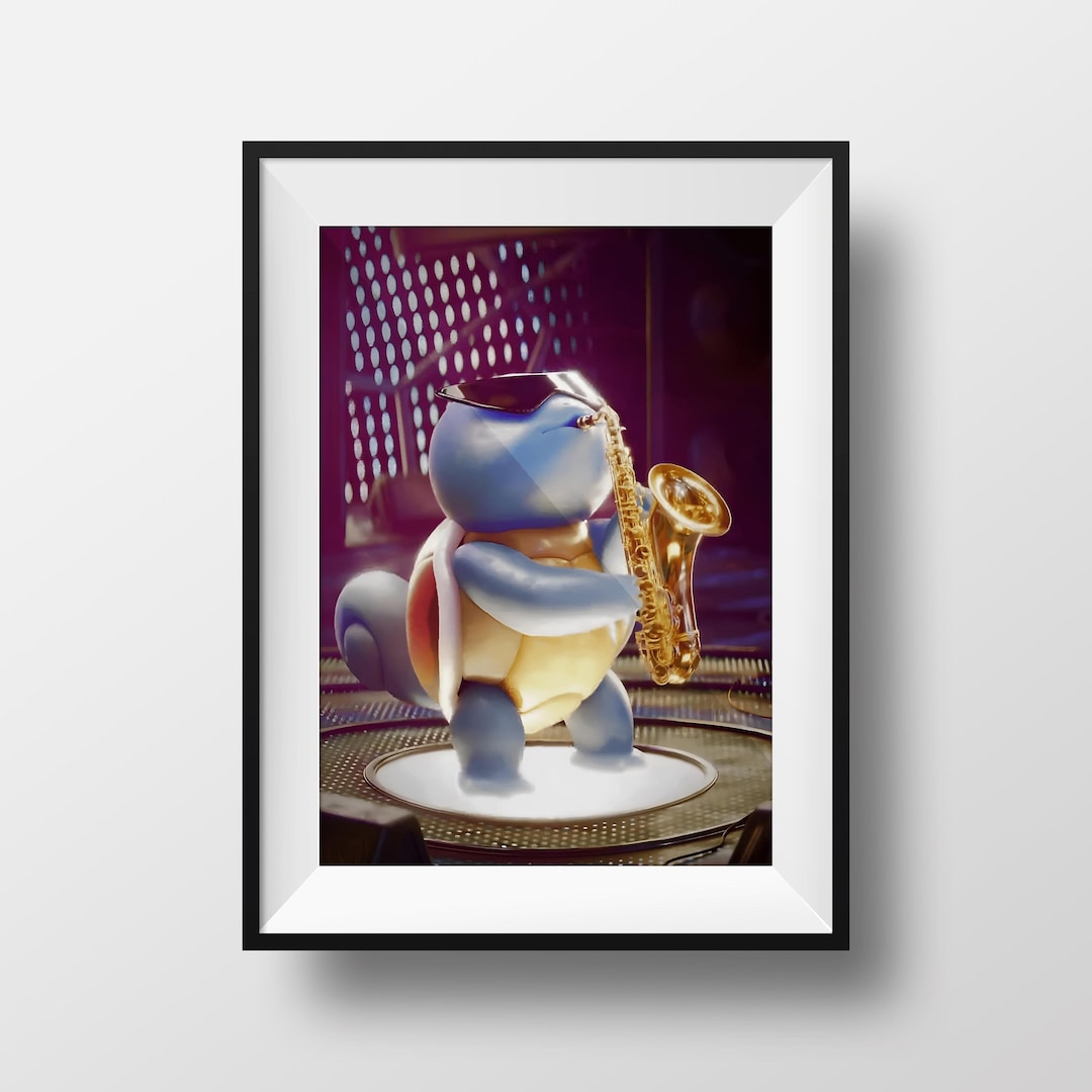 Saxophone Squirtle Pokemon Art Framed Print - Etsy