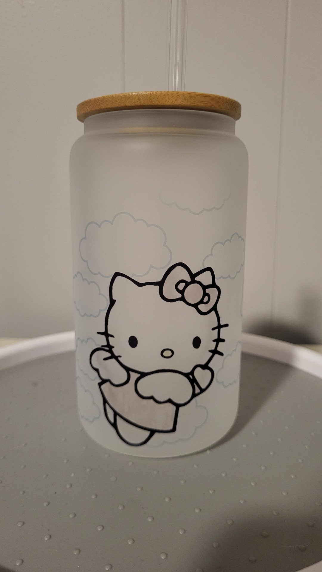 Hello Kitty Angel Wings Frosted Glass Can - Etsy