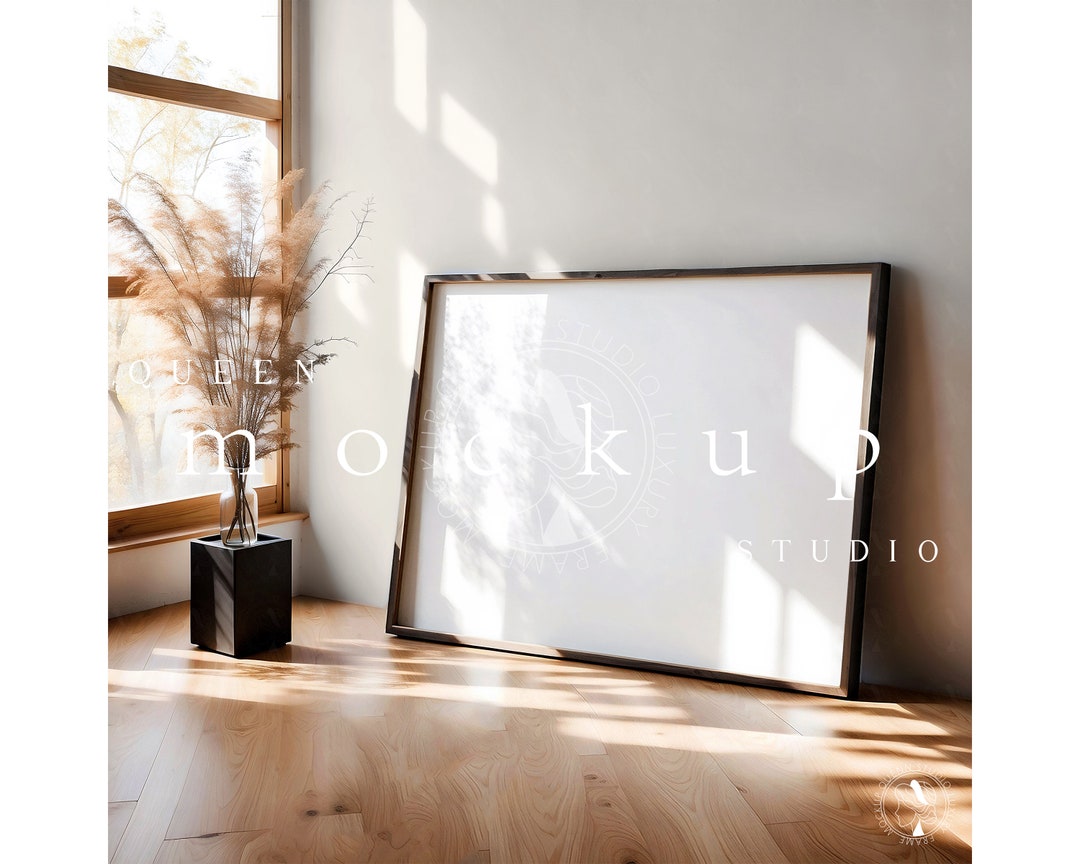 Wood Frame Mockup, Interior Frame Mockup, Frame Mockup, DIN A4 Photoshop Template, Horizontal ...