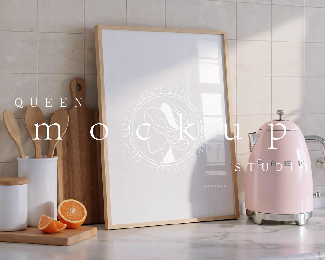 Kitchen Frame Mockup: 8x11 Vertical Digital Display, Poster Template ...