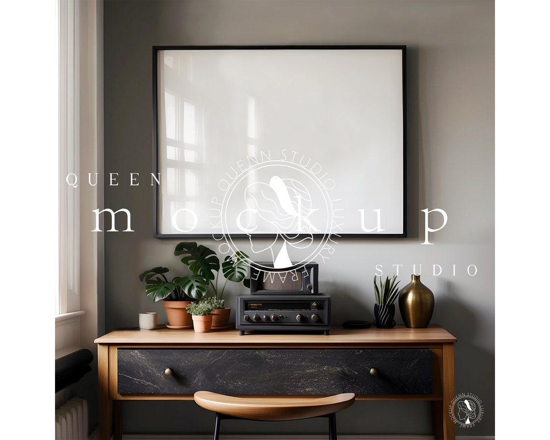 4x3 Wood Frame Photoshop Digital Mockup Template for Print in Modern ...