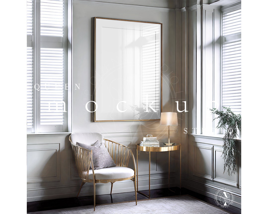 Luxury Gold Wood Frame PSD Template, Contemporary Interior Frame Mockup ...