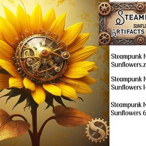 Steampunk Mechanical Sunflower Digital Papers - 12x12 Jpgs, PDF ...