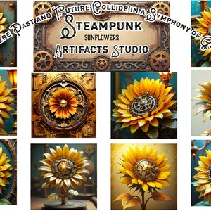 Steampunk Mechanical Sunflower Digital Papers - 12x12 Jpgs, PDF ...