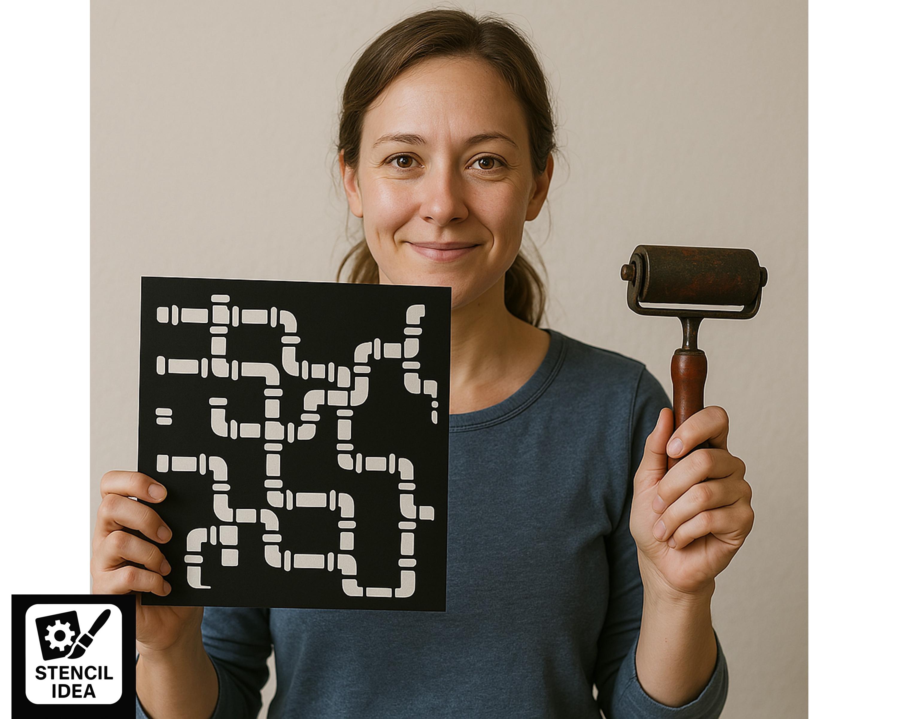 Steampunk Pipe Stencil 6x6 – Industrial Pattern Svg, Png, Jpg – Pipes ...