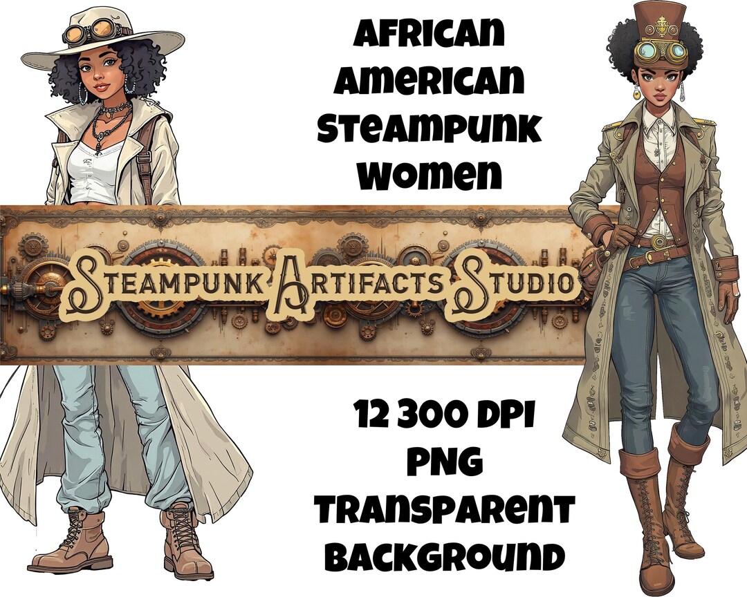 African American Steampunk Women Illustrations PNG Clipart | Fashion ...