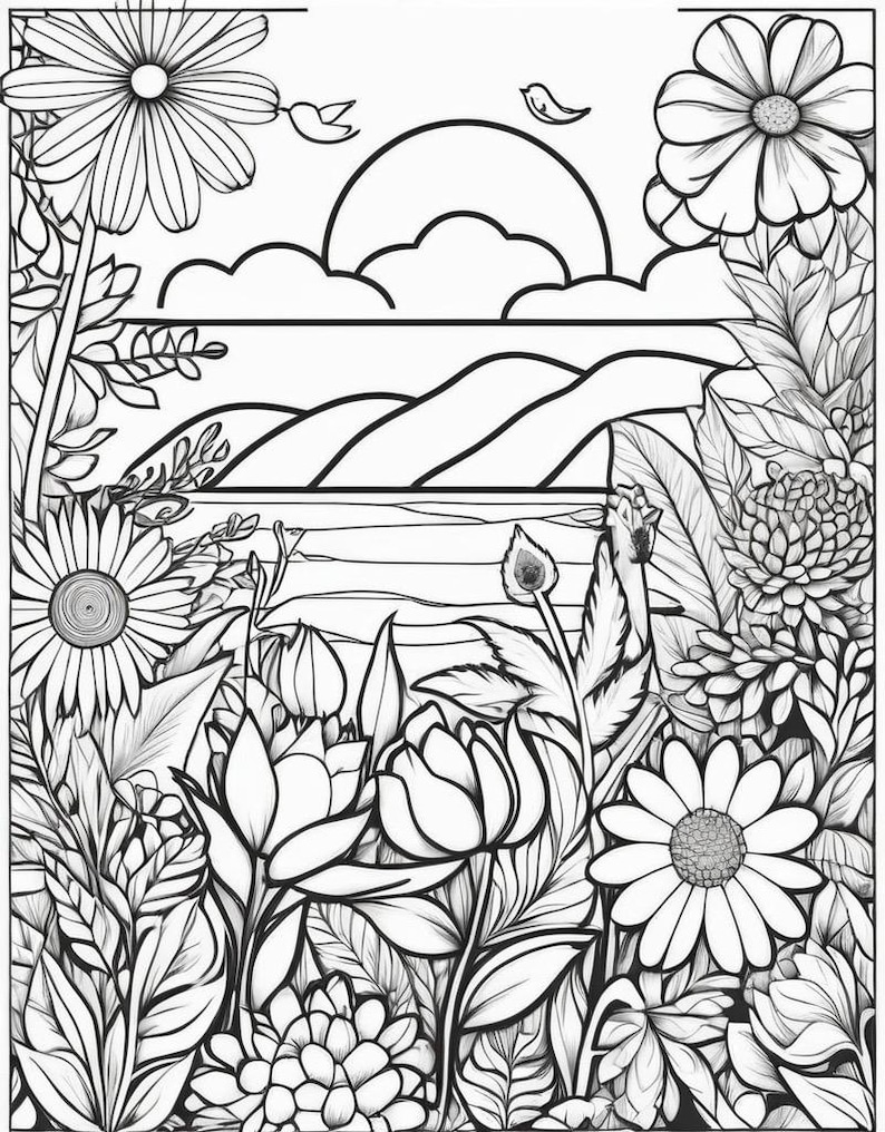 Nature Themed Adult Coloring Pages - Etsy