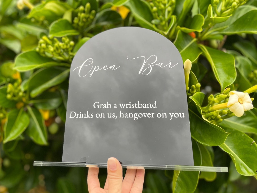 Open Bar Acrylic Sign,open Bar Wedding Sign,alcohol Drink Bar Sign,grab ...
