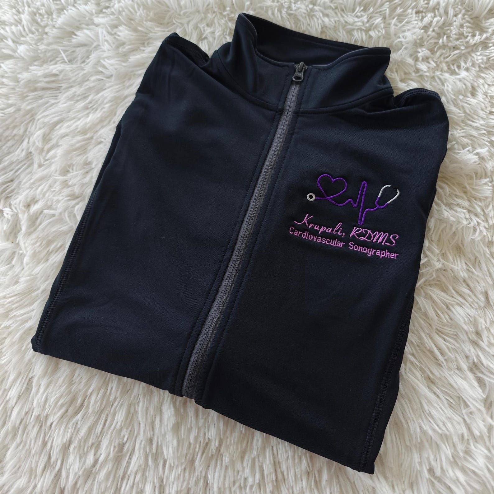 Personalized Echocardiographer Contrast Zip Jacket, Embroidered ...