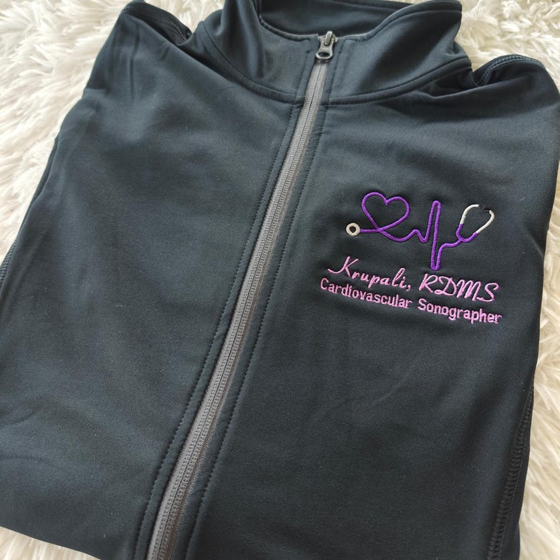 Personalized Echocardiographer Contrast Zip Jacket, Embroidered ...