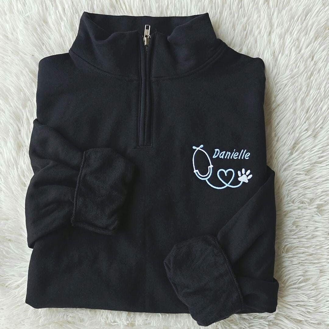 Personalized Veterinarian Office Quarter Zip Sweatshirt, RVT Monogram ...