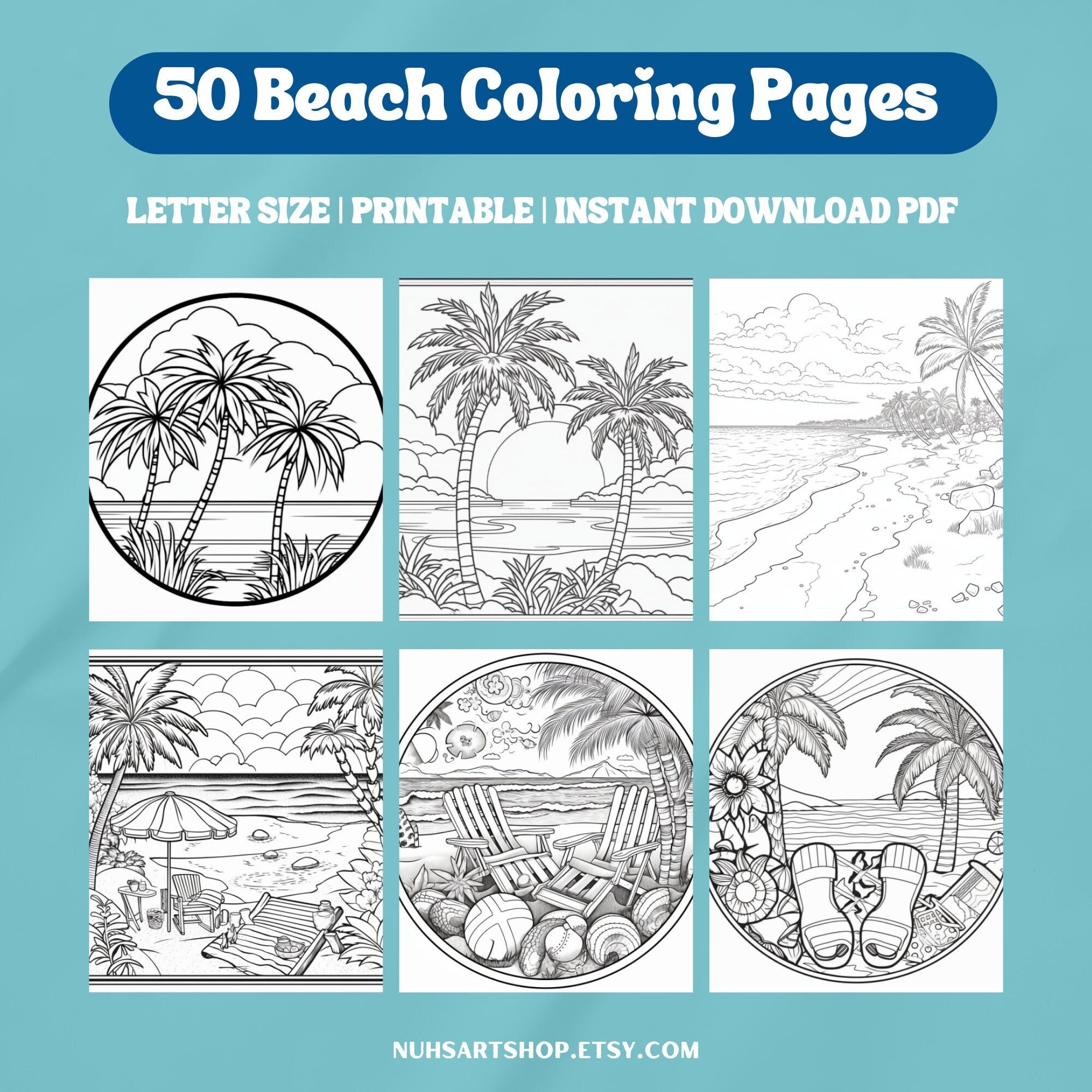 Beach Coloring Pages for Kids |printable Coloring Pages |beach Coloring ...