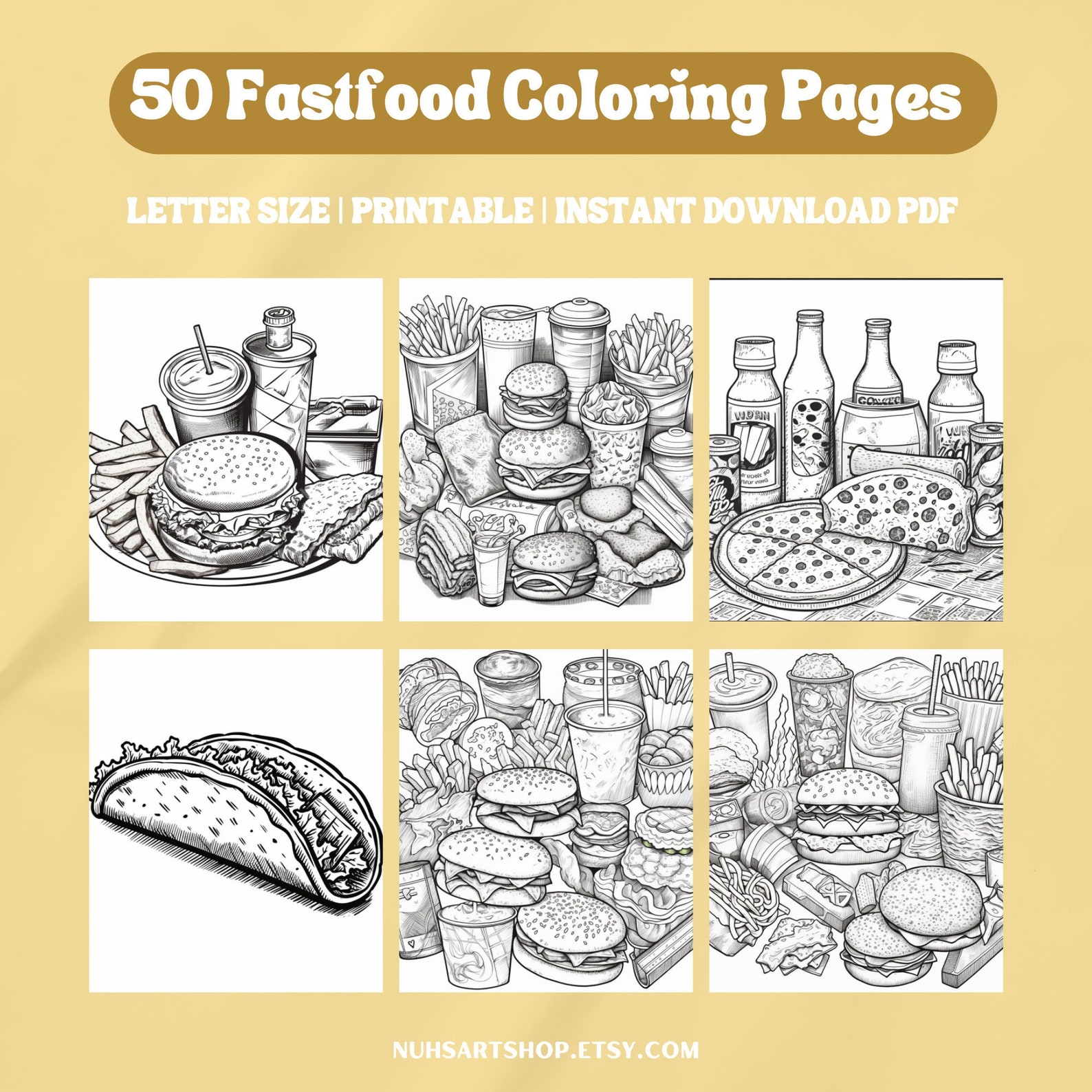 Fast-food Coloring Pages for Kids |printable Coloring Pages |fast Food ...