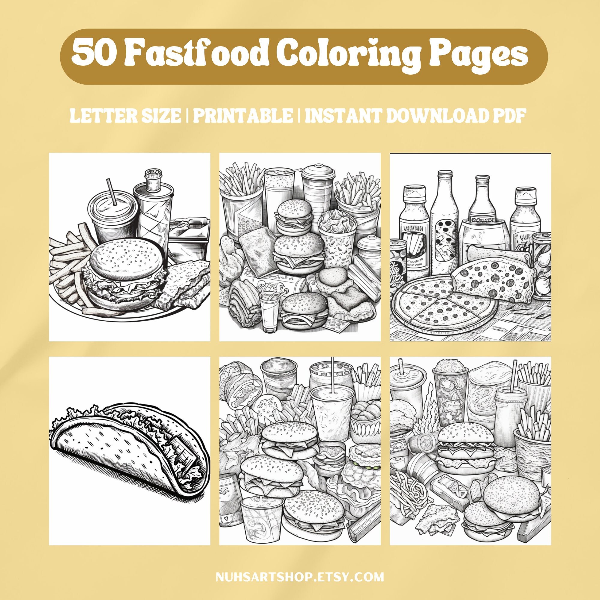 Fast-food Coloring Pages for Kids printable Coloring Pages fast Food ...