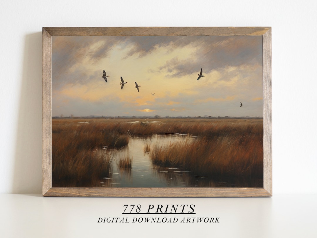Marsh Landscape Vintage Print Country Farmhouse Printable Vintage ...