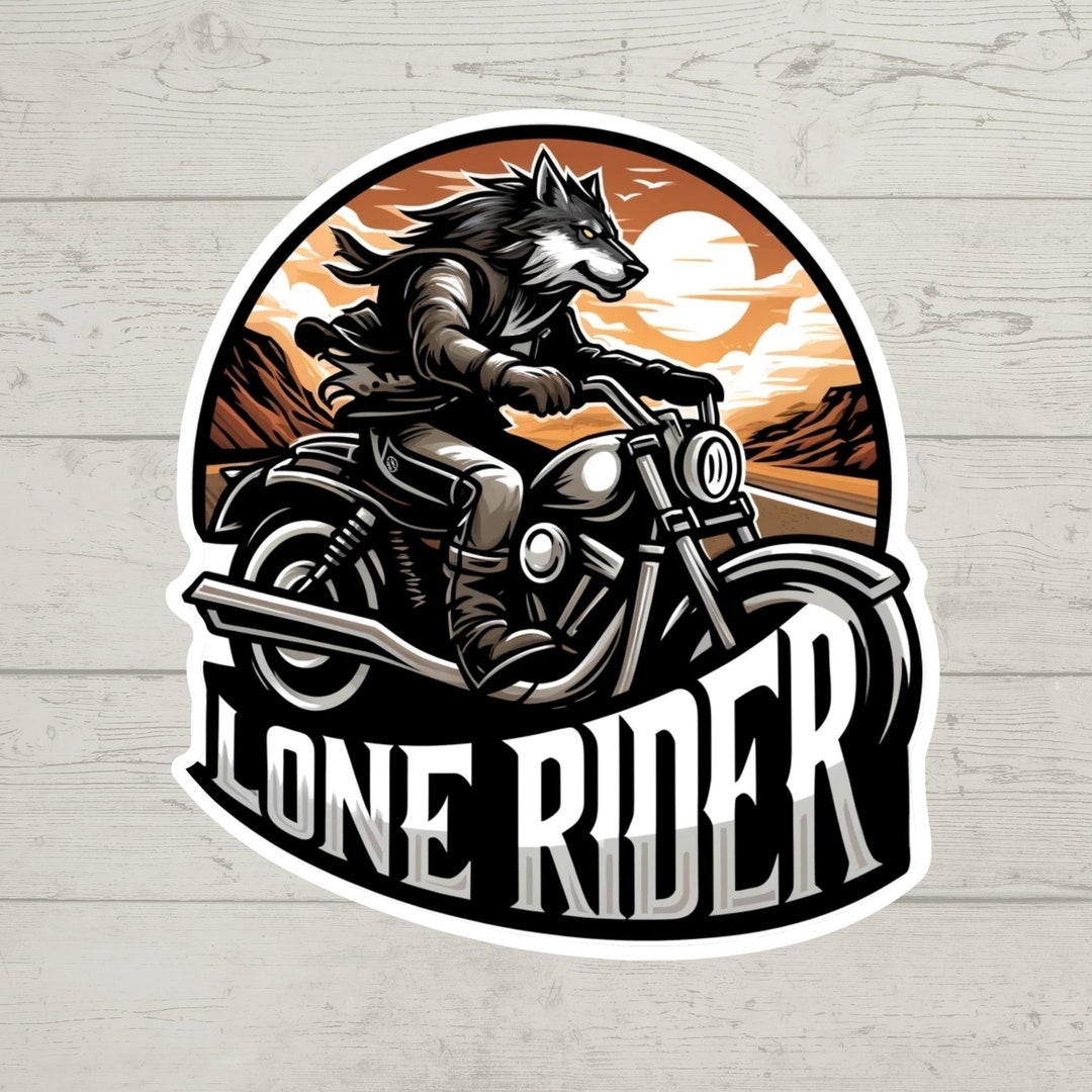Lone Rider - Striking Wolf Sticker, Funny Stickers, Motorcycle Stickers ...