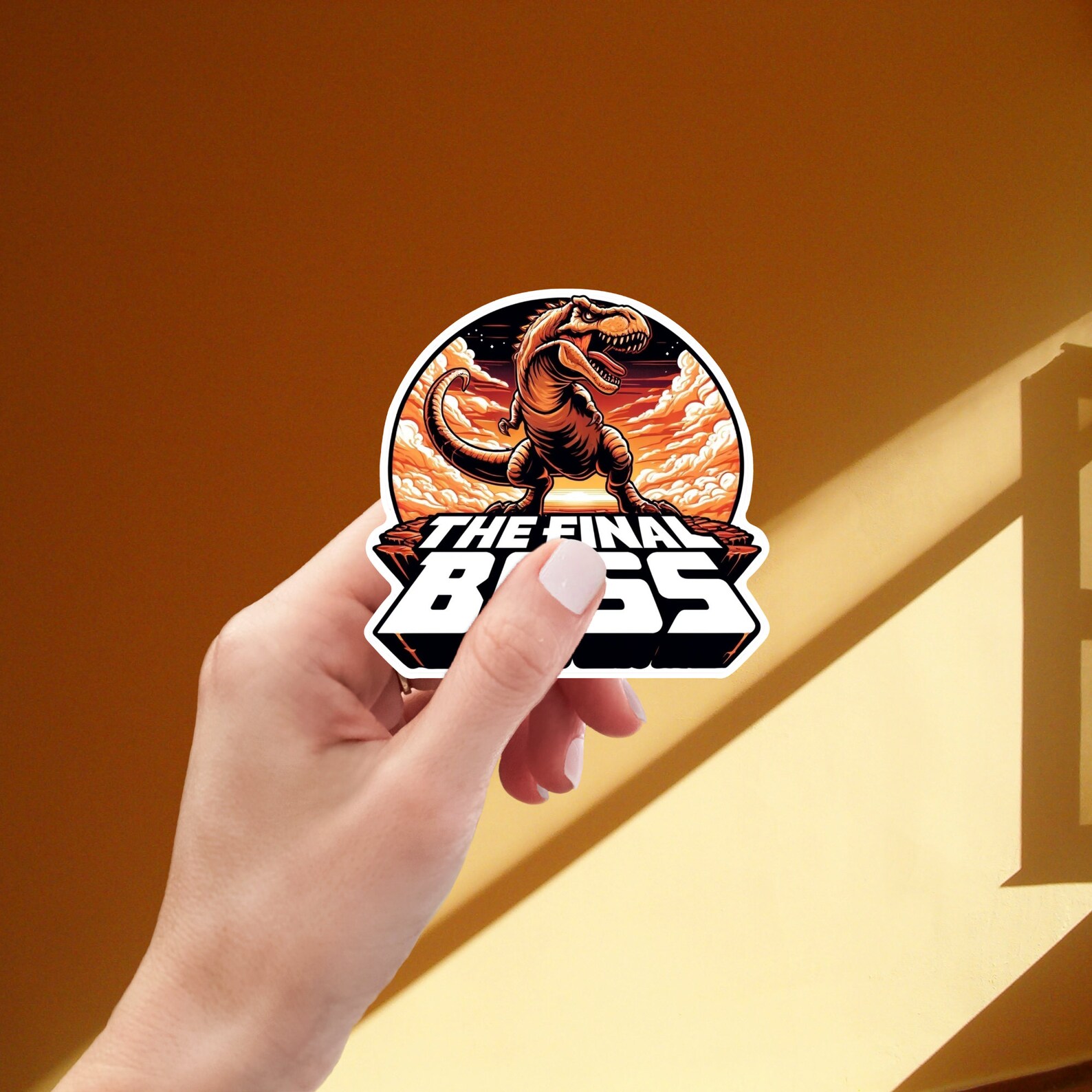 The Final Boss - Ferocious T-rex Sticker, Funny Stickers, Dinosaur ...