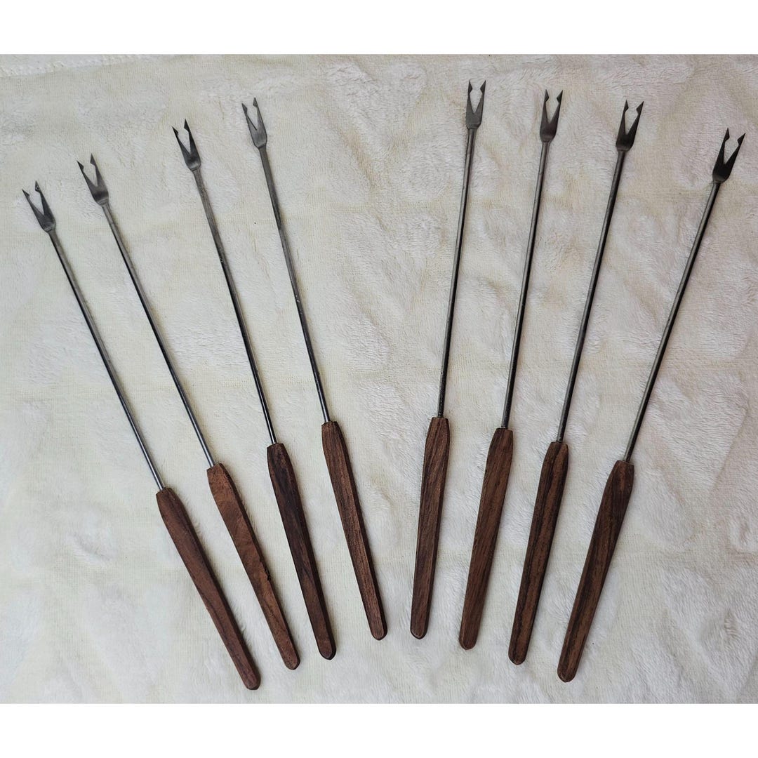 MCM Appetizer Forks Japan Stainless Steel With Teak Handles Set of 8 - Etsy