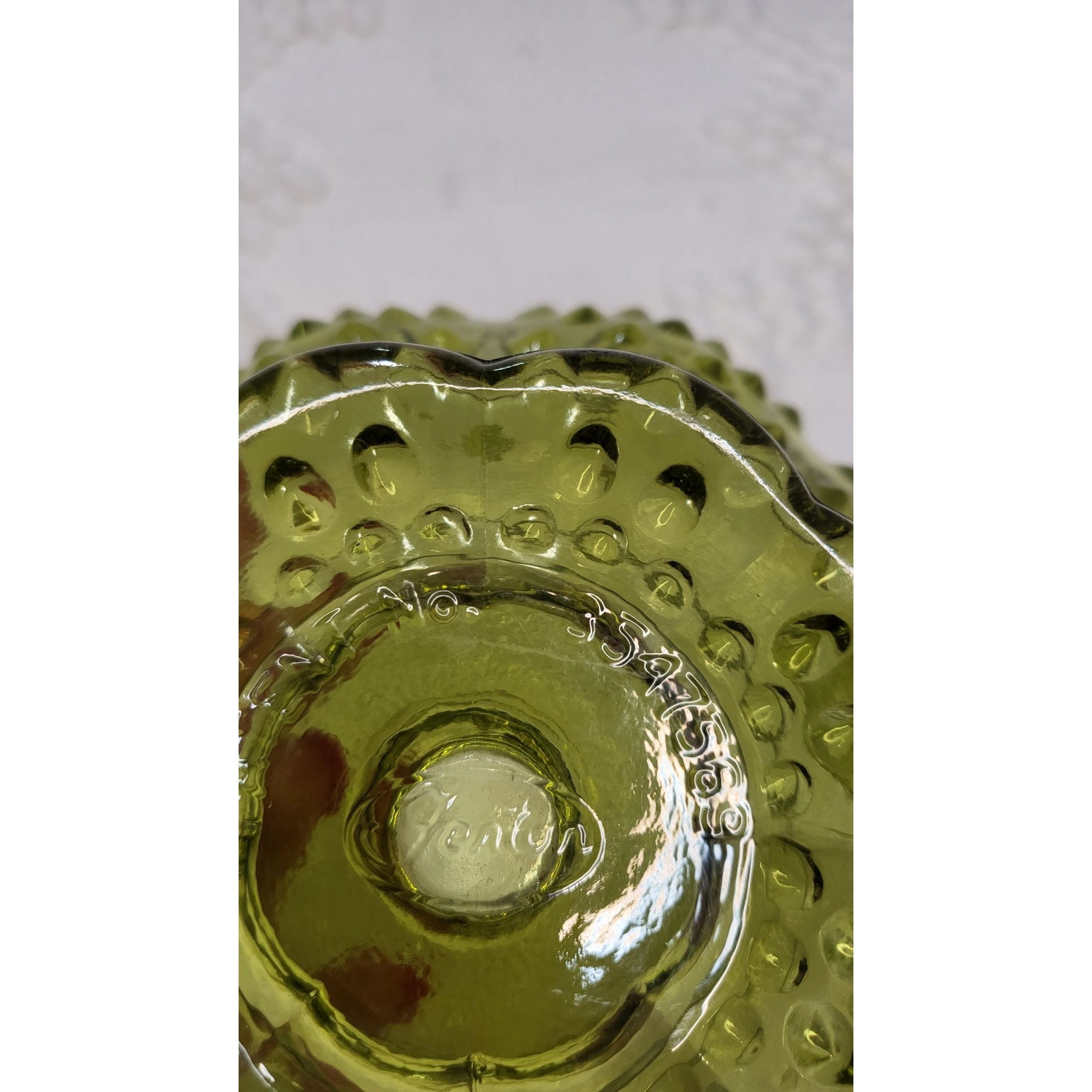 Vintage Mid Century Colonial Green Fenton Hobnail 6 Taper Candle ...