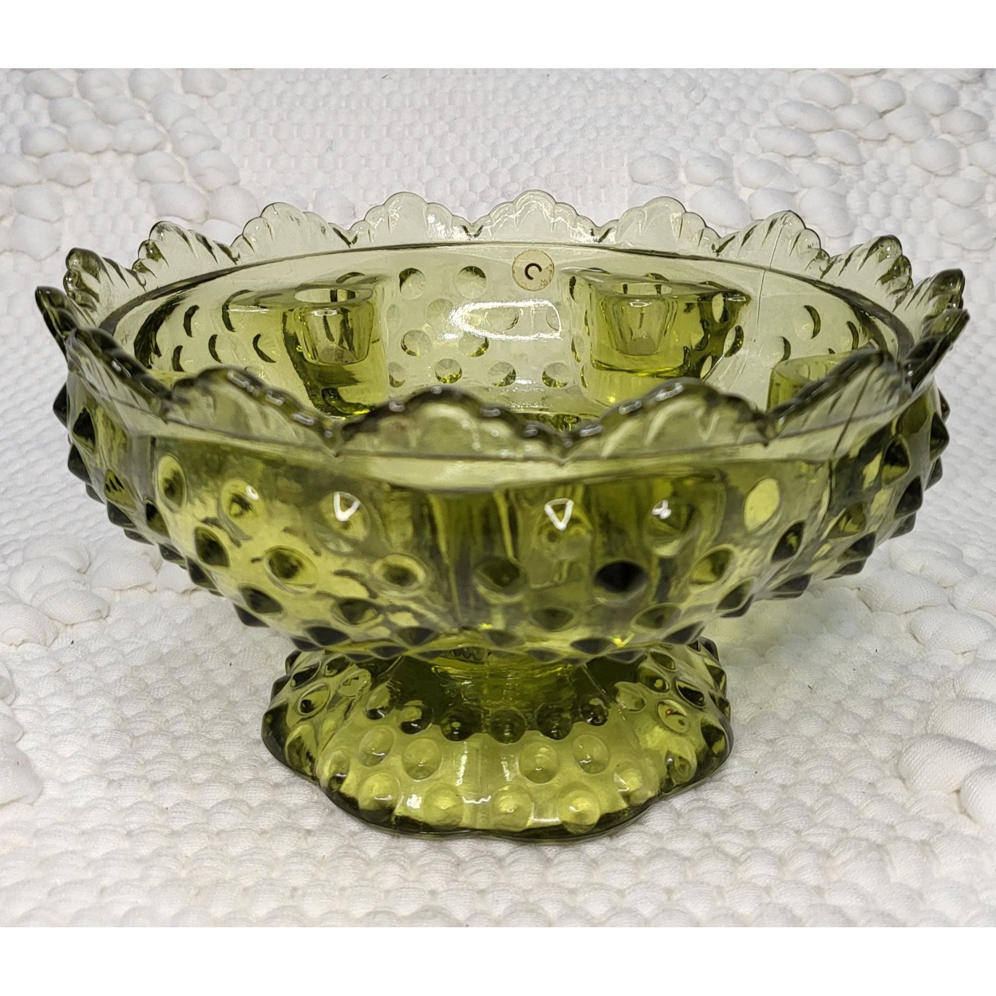 Vintage Mid Century Colonial Green Fenton Hobnail 6 Taper Candle ...