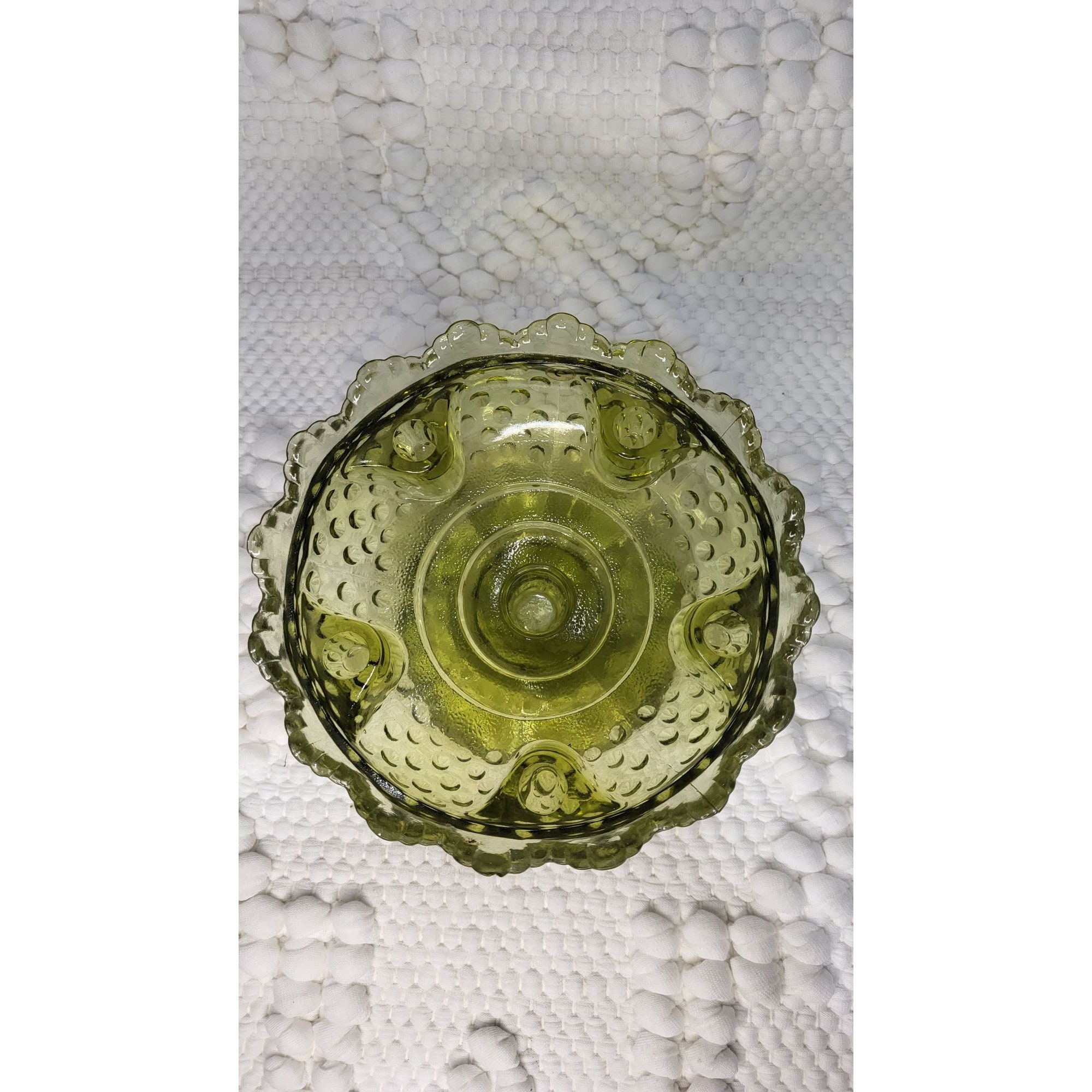 Vintage Mid Century Colonial Green Fenton Hobnail 6 Taper Candle ...