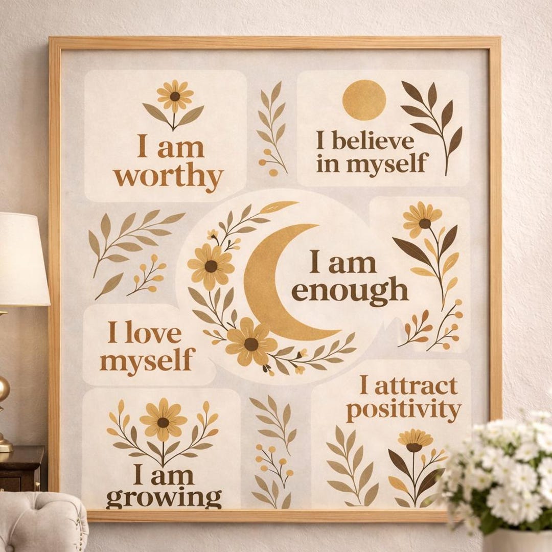 Affirmation Wall Art Print | Self-love, Motivational Decor (digital ...