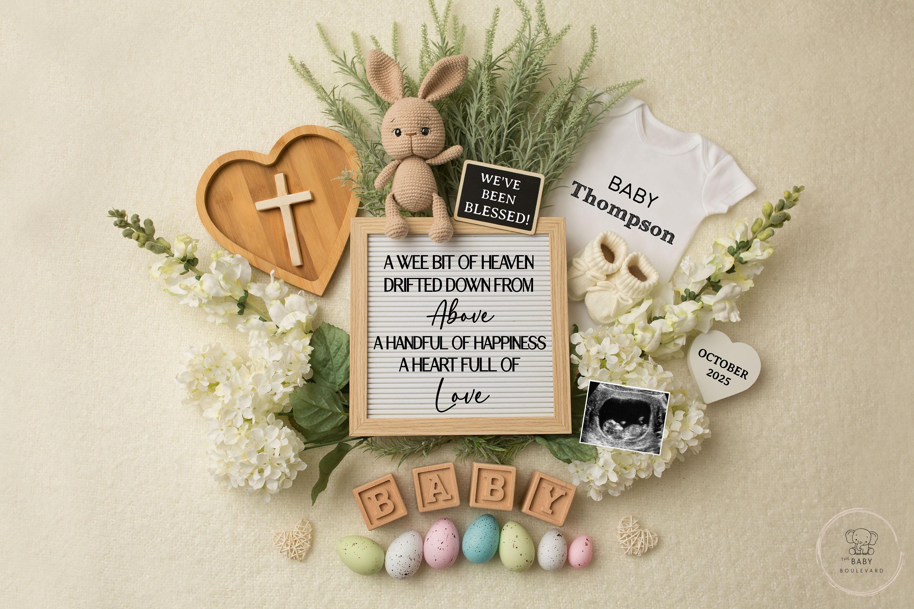 Christian Cross Easter Pregnancy Announcement, Religious Blessed Baby ...