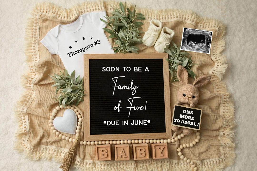 Third Baby Pregnancy Announcement Digital, Baby Number 3 Editable ...