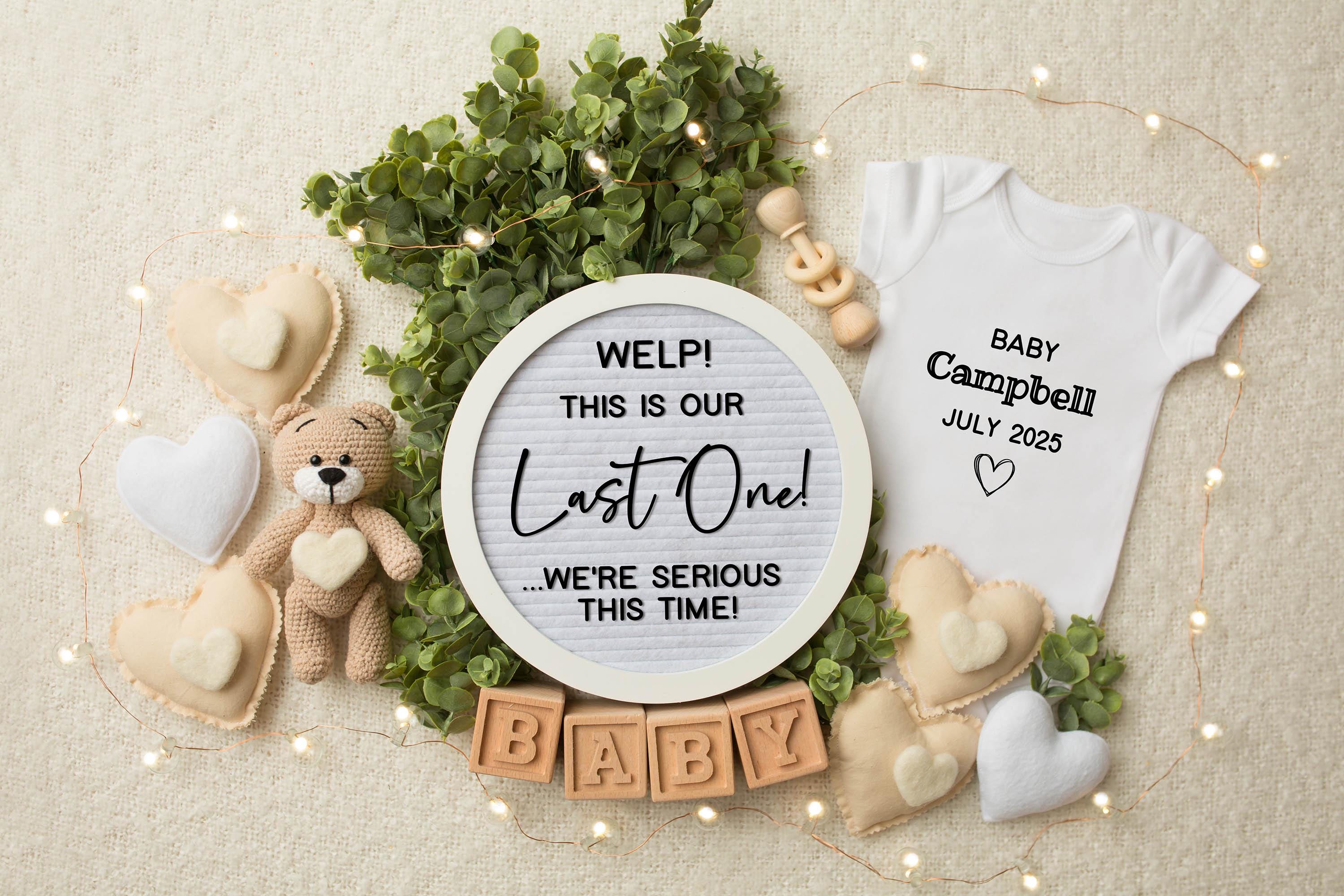 Last One Pregnancy Announcement Digital, Funny Final Baby Editable ...